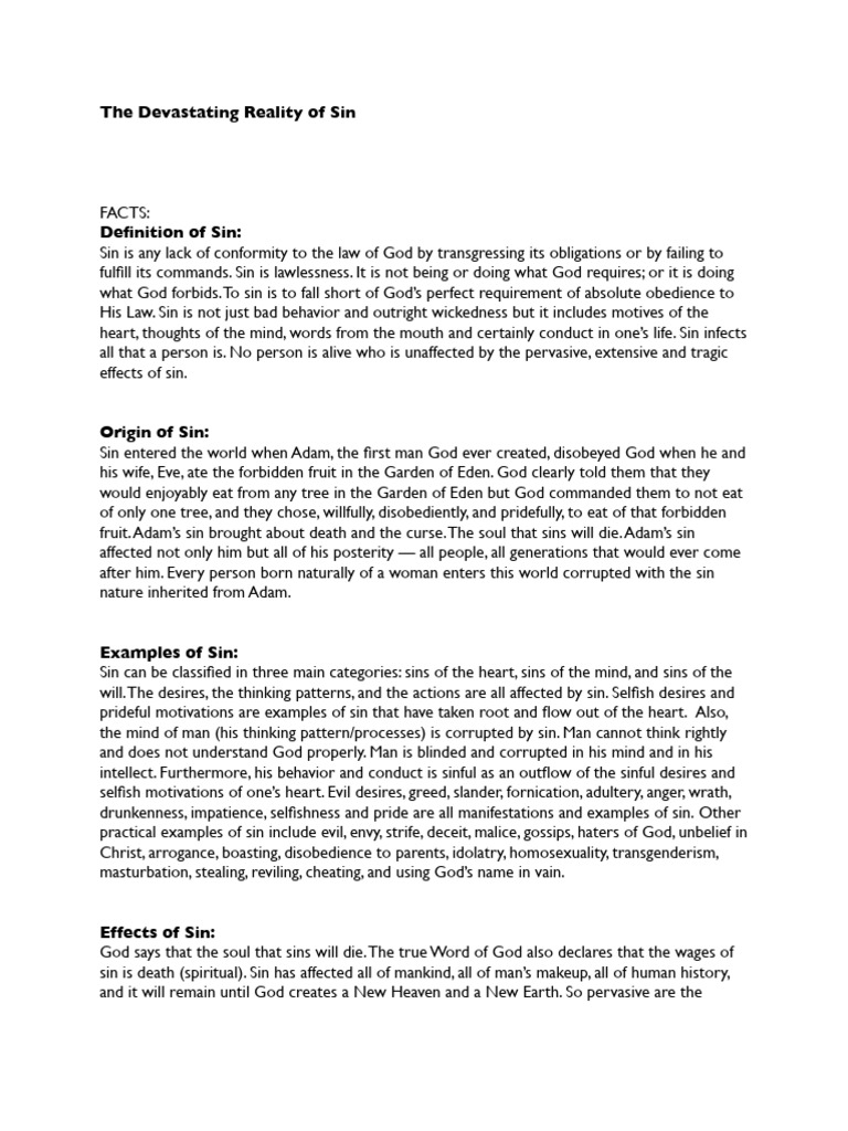 Devastating Effects of Sin | Download Free PDF | Sin | Last Judgment