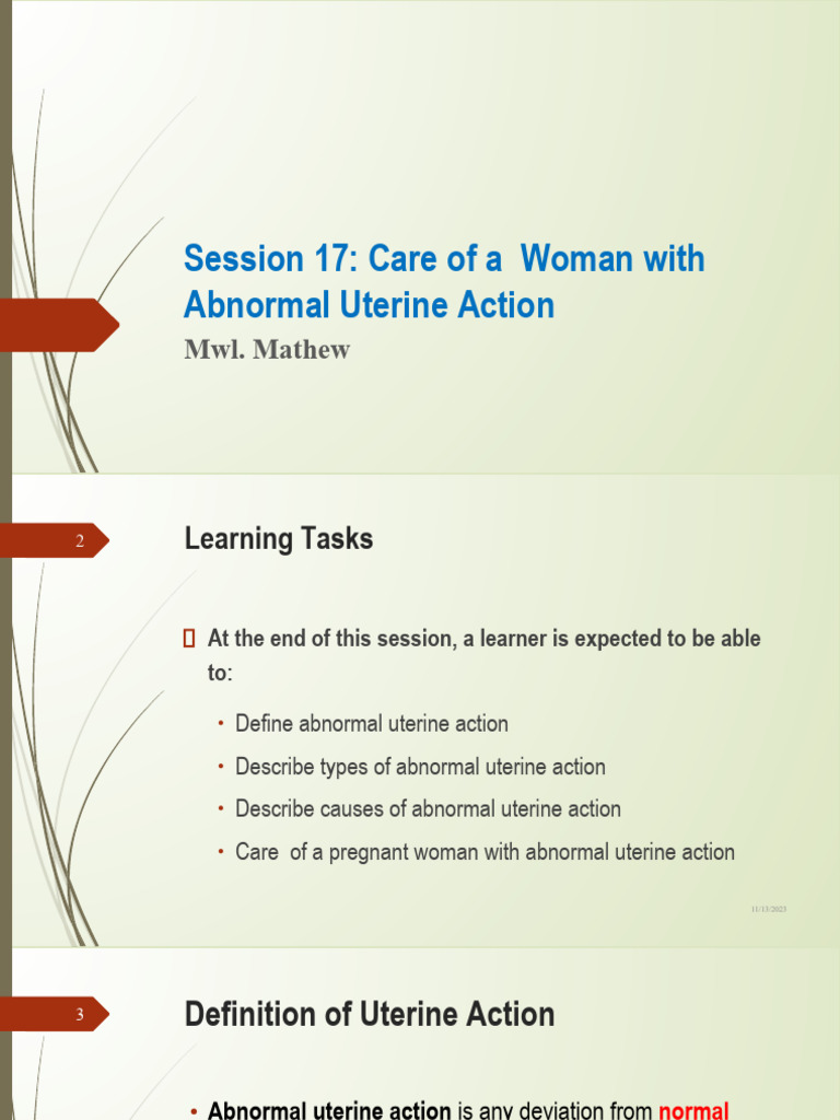 Session 17 Abnormal Uterine Actions | PDF | Childbirth | Uterus