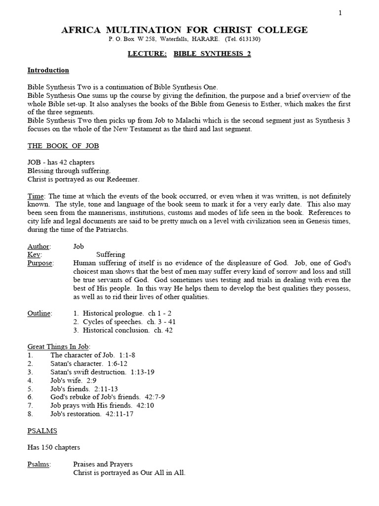 Bible Synthesis Two | PDF | Jeremiah | Isaiah