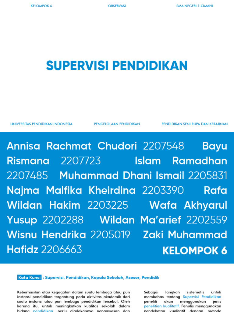 Observasi Supervisi Pendidikan Kelompok 6 | PDF
