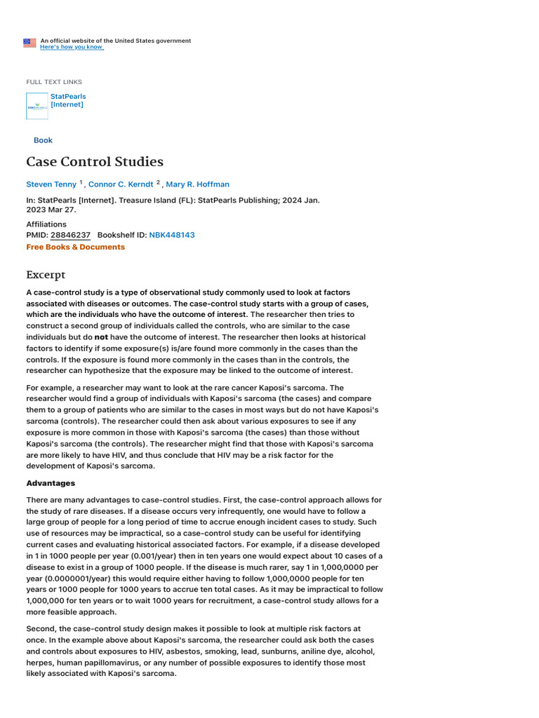 Case Control Studies - PubMed | PDF | Public Health | Epidemiology