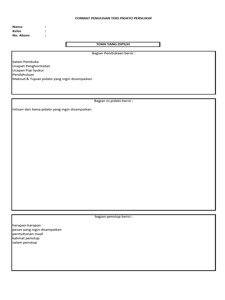 Format Penulisan Teks Pidato Persuasif | PDF