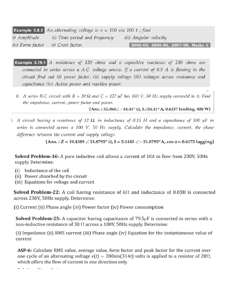 Bee Unit-2 Problems | PDF