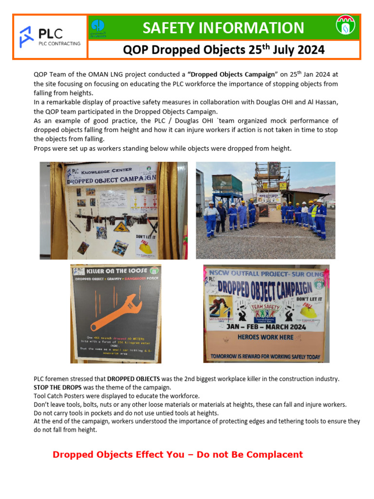 Safety Information-Dropper Objects Campaign 25 01 2024 | PDF