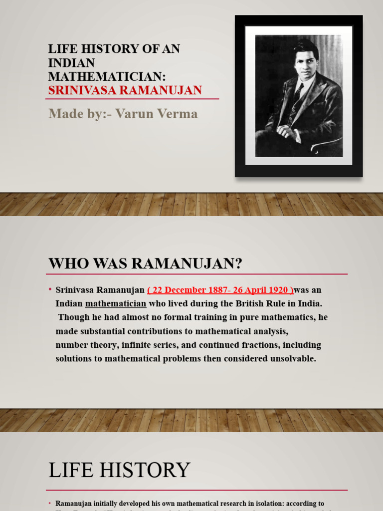 Life of Mathematician Srinivasa Ramanujan | PDF | Science | Mathematics