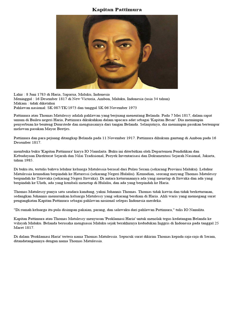Kapitan Pattimura | PDF | Perjalanan | Sejarah