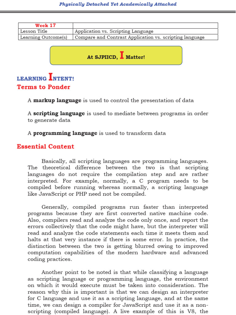 Scripting vs. Programming Languages Explained | PDF | Scripting ...