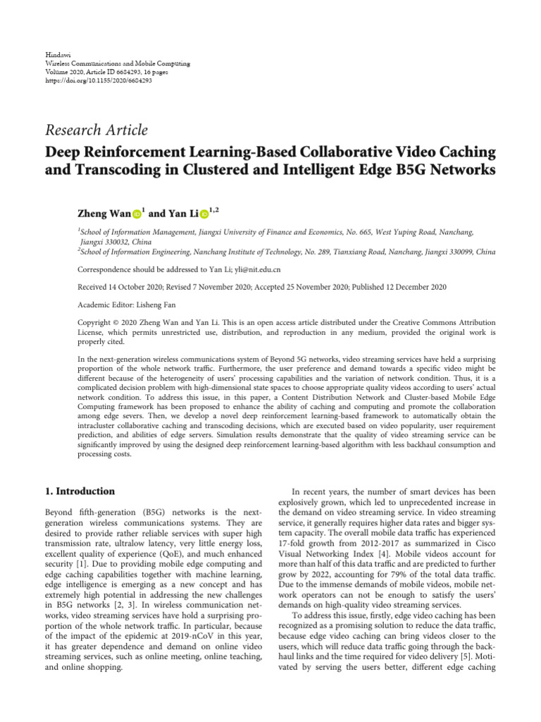 Deep Reinforcement Learning Based Collaborative Vi Pdf Streaming Media Computer Network