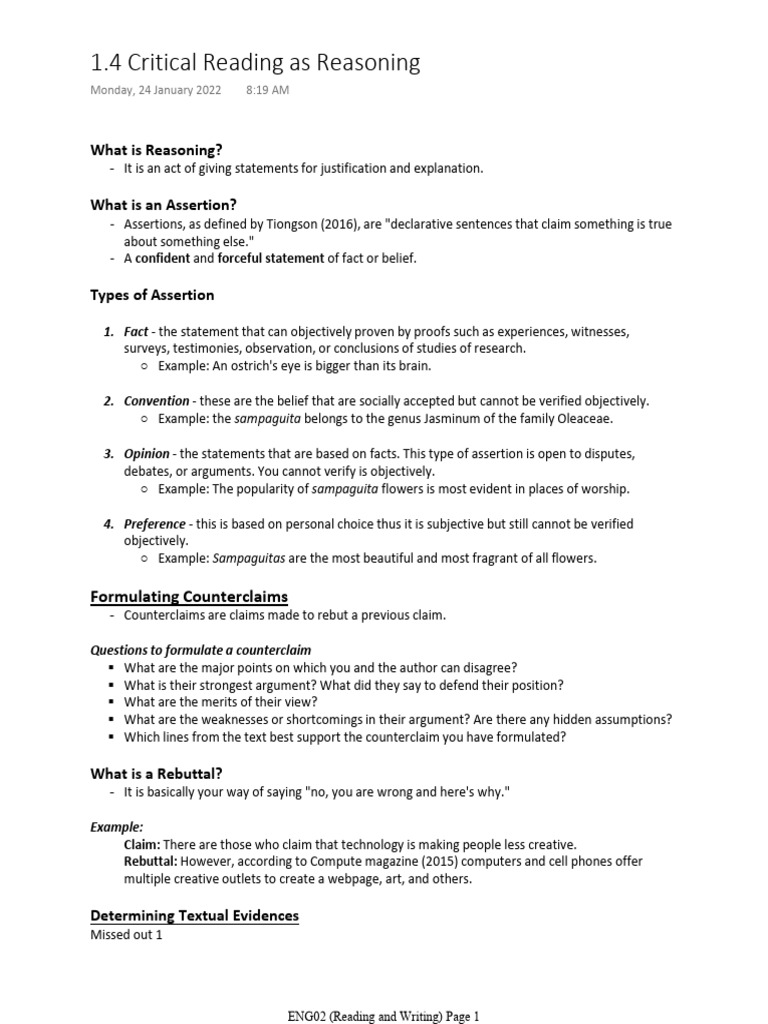 Critical Reading As Reasoning | PDF | Argument | Discourse