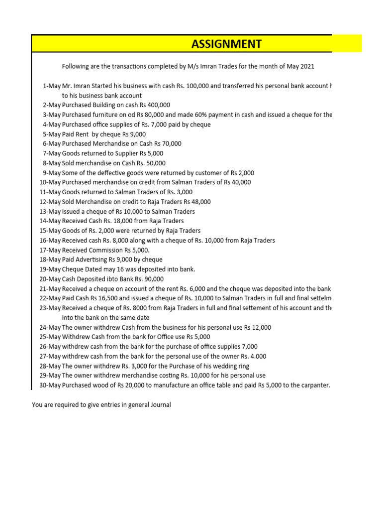 Assignment 1 | PDF | Cheque | Cash