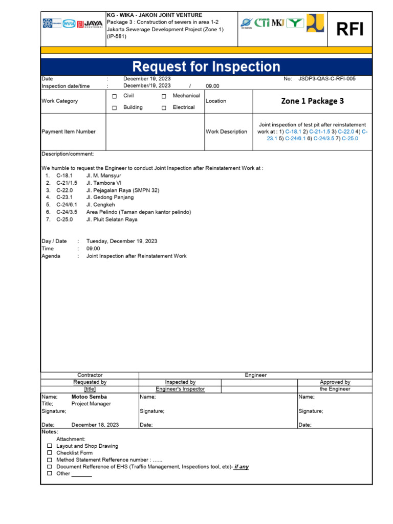 RFI - Test Pit 7 Lokasi | PDF