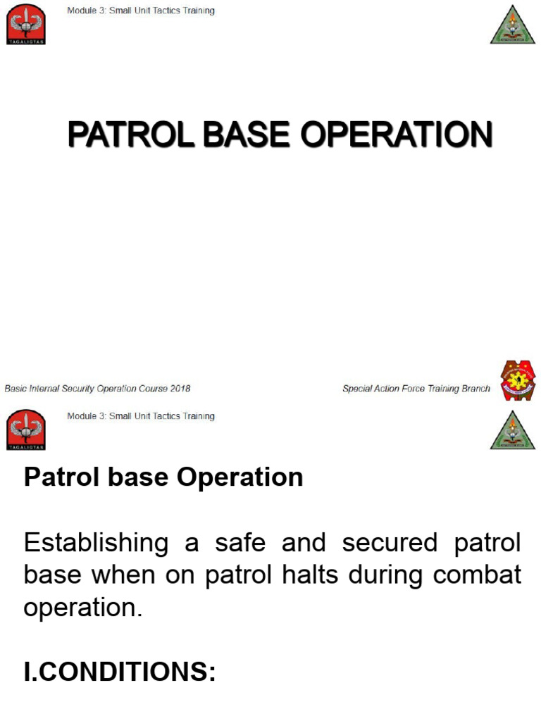Pp Module 3.7 Patrol Base | PDF | Reconnaissance | Military