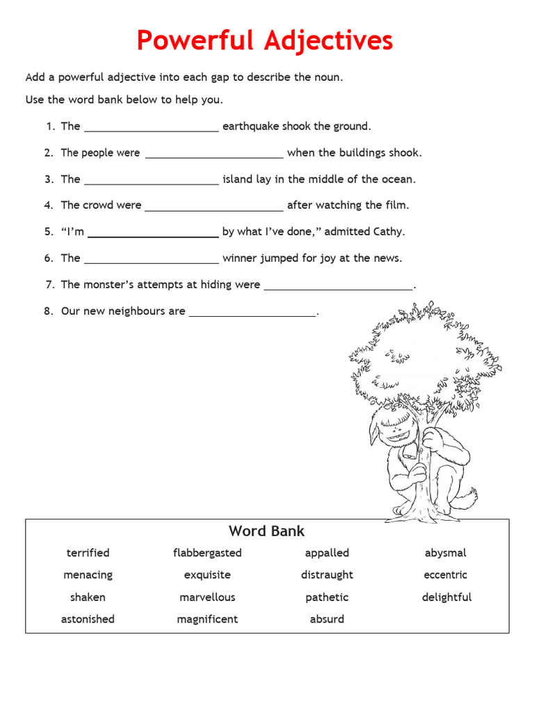 Adjectives Differentiated Activity Sheets | PDF | Linguistic Morphology ...