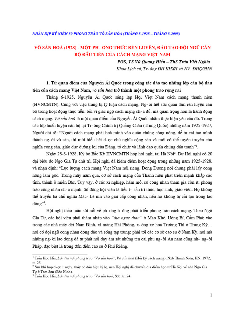 Phong Trao Vosanhoa (TLTK) | PDF