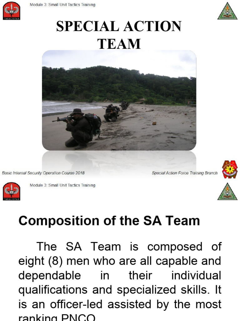 PNP 8-Man Special Action Team Roles | PDF | Sniper | Reconnaissance