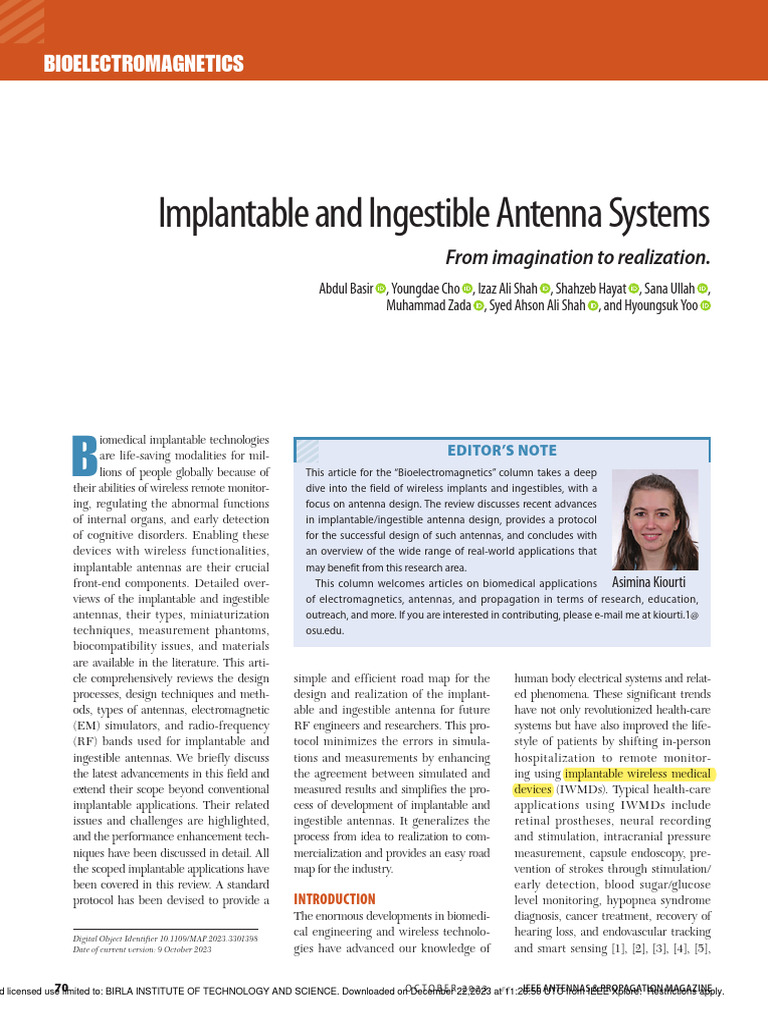 Tut Implantable And Ingestible Antenna Systems From Imagination To