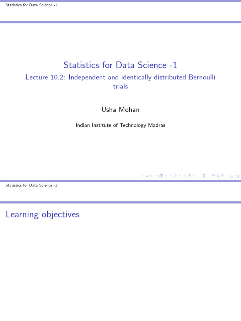 Lecture 10 2 Iid Bernoulli Trials Pdf Statistics Quantitative