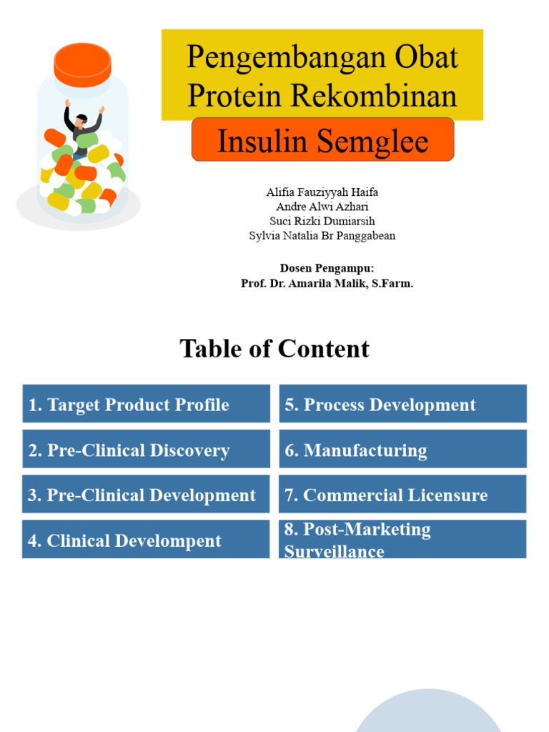Pengembangan Obat Protein Rekombinan Insulin Semglee Kelompok 1 | PDF ...