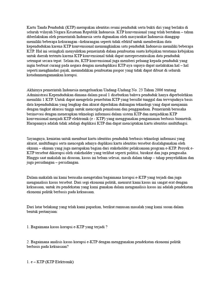 Tugas Analisa Kasus E-KTP | PDF