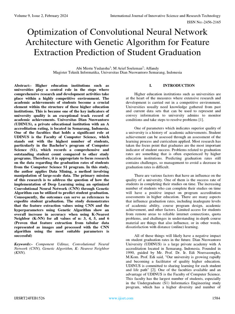 Optimization Of Convolutional Neural Network Architecture With Genetic