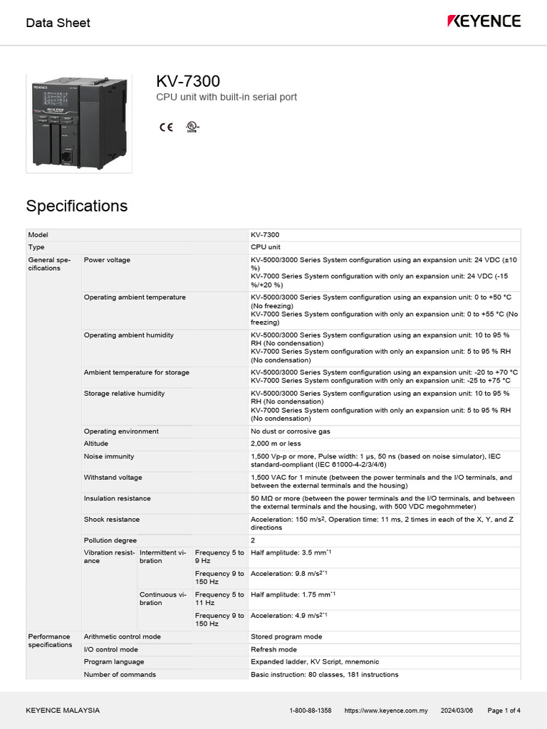 KV-7300 Datasheet | PDF | Input/Output | Random Access Memory