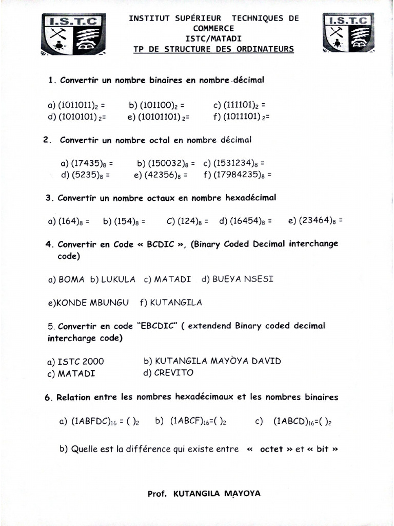 TP de Structure Des Ordinateurs | PDF