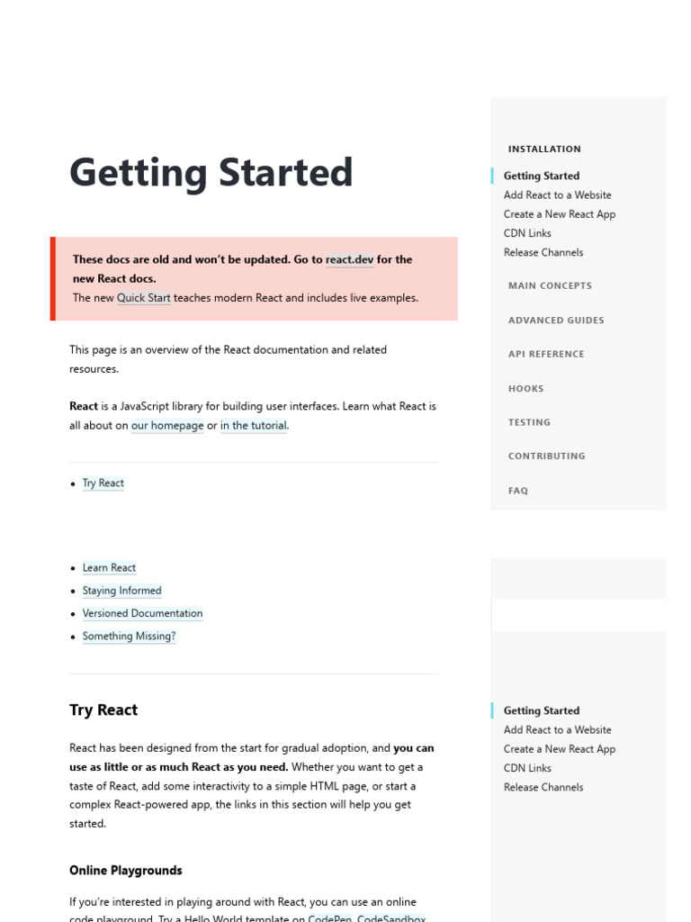 Getting Started - React | PDF | Websites | Html Getting Started - React | PDF | Websites | Html