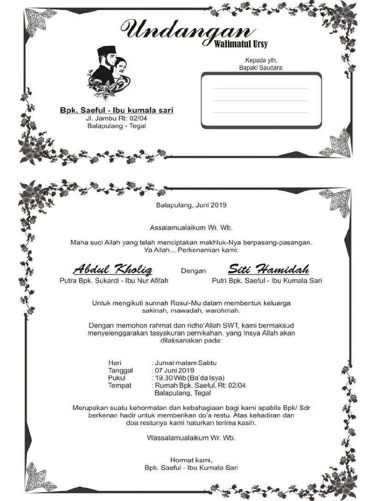 Desain Undangan Walimatul Ursy Hamidah (1) | PDF
