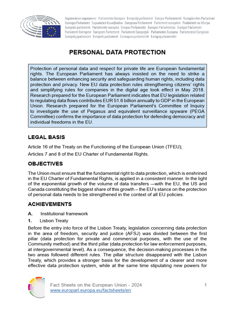 Fact Sheets On The European Union Personal Data - 4.2.8 | PDF ...