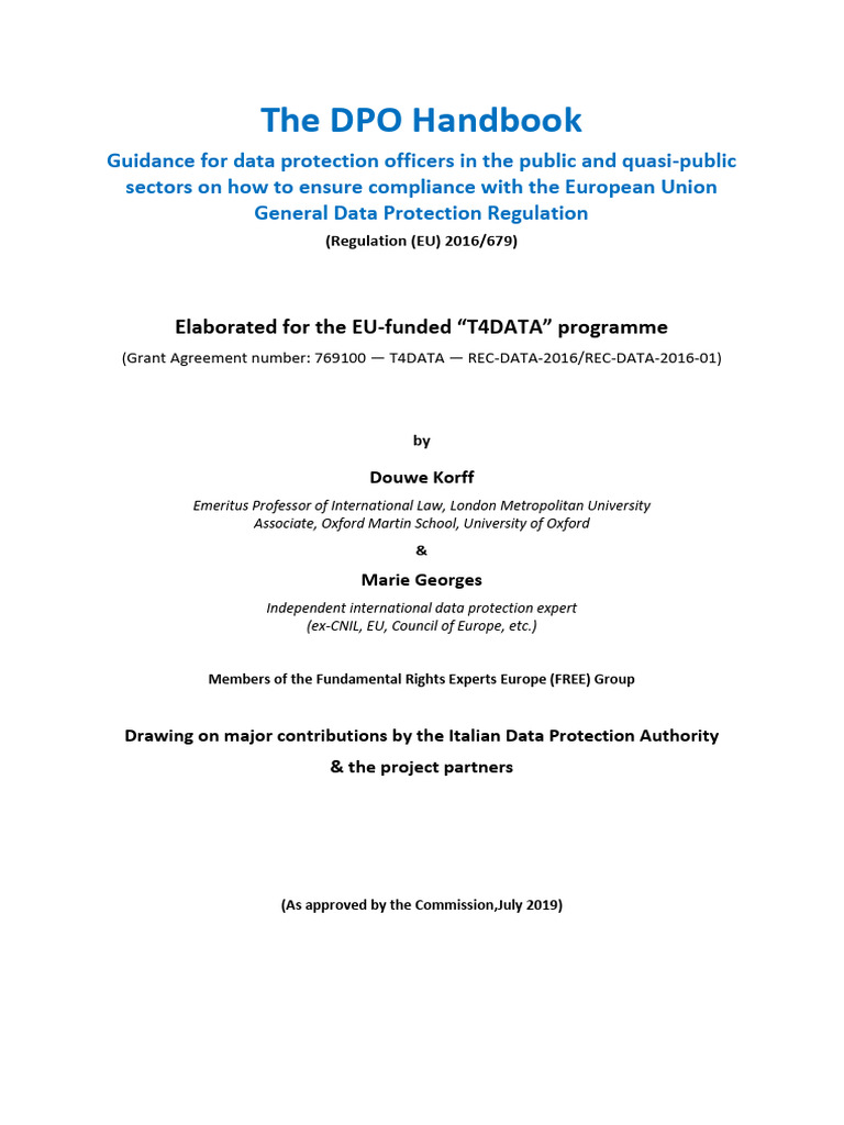 The DPO Handbook | Download Free PDF | European Union | Confidentiality