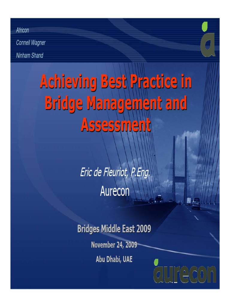 Achieving Best Practice in Bridge Management and Assessment - Eric de ...