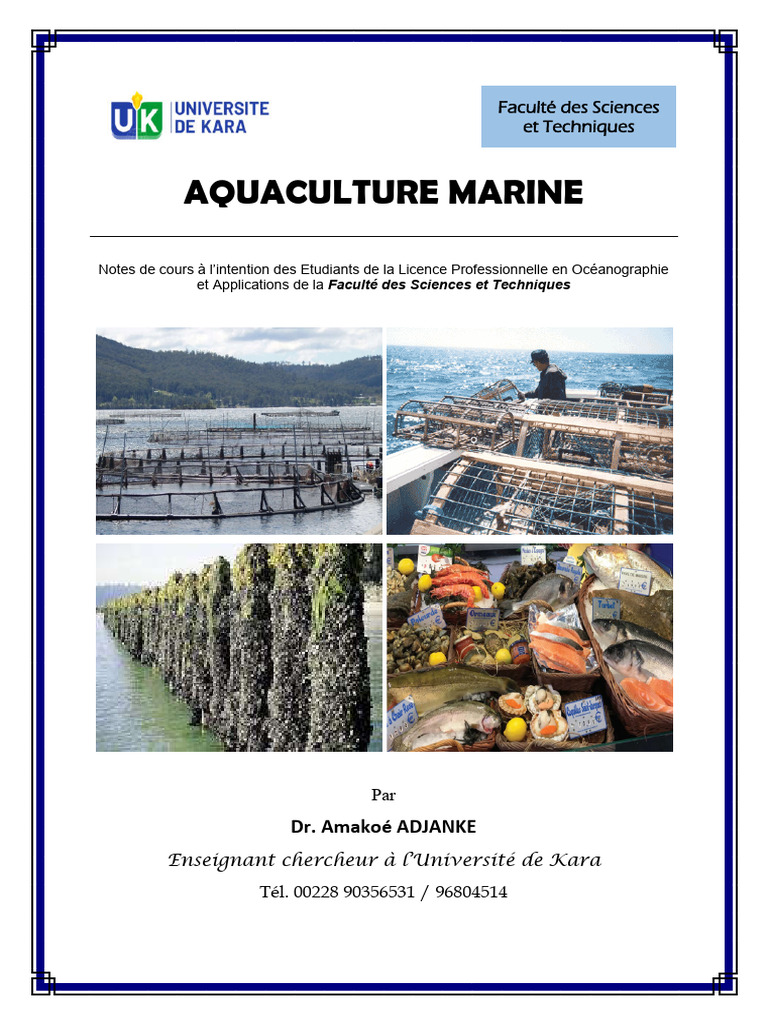 Note de Cours - Aquaculture Marine - Lpoa | PDF