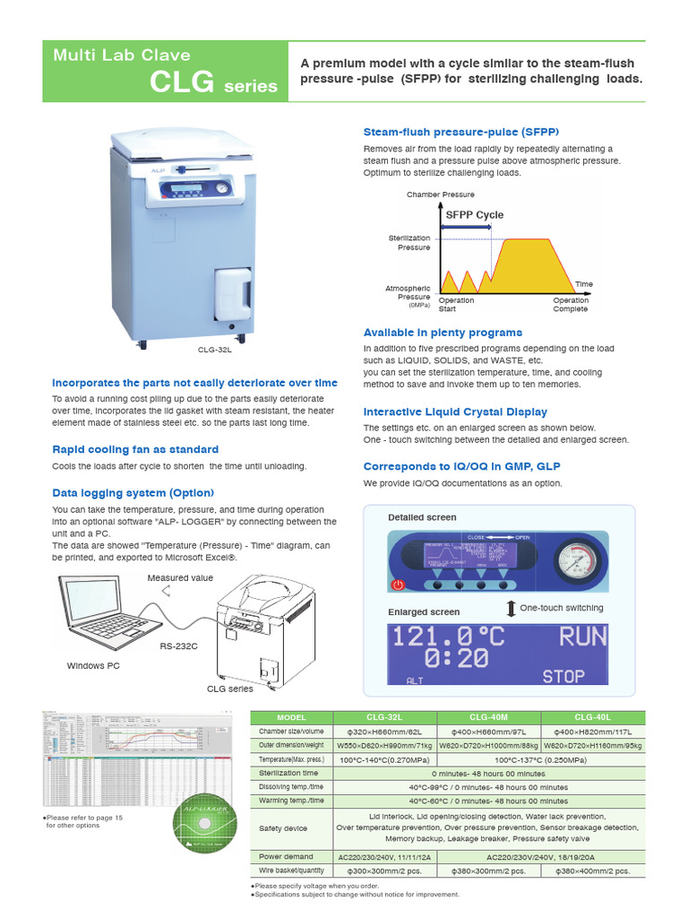 tai-lieu-alp-clg-series | PDF | Sterilization (Microbiology) | Vacuum