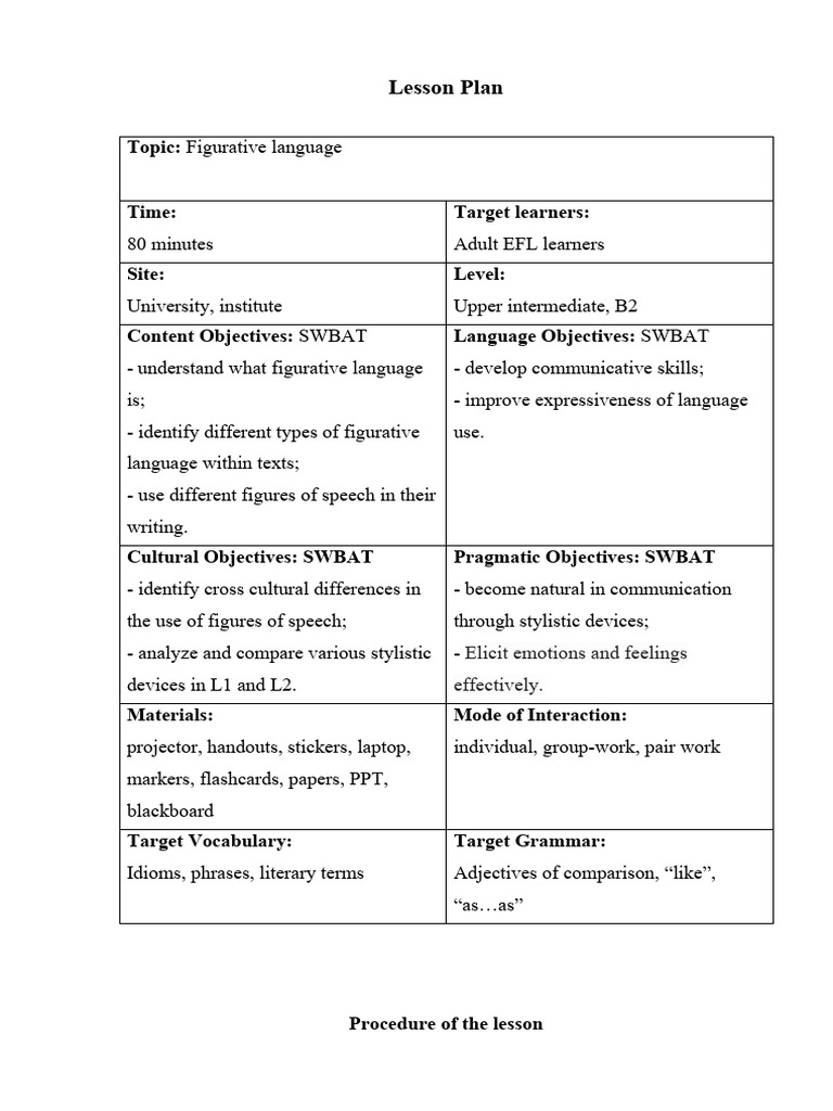 Lesson Plan | Download Free PDF | Reading Comprehension | Cognition