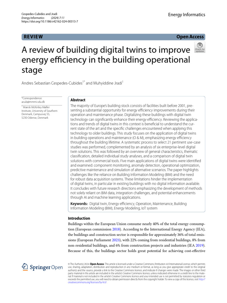 A Review of Building Digital Twins To Improve Energy Efficiency in The ... A Review of Building Digital Twins To Improve Energy Efficiency in The ...