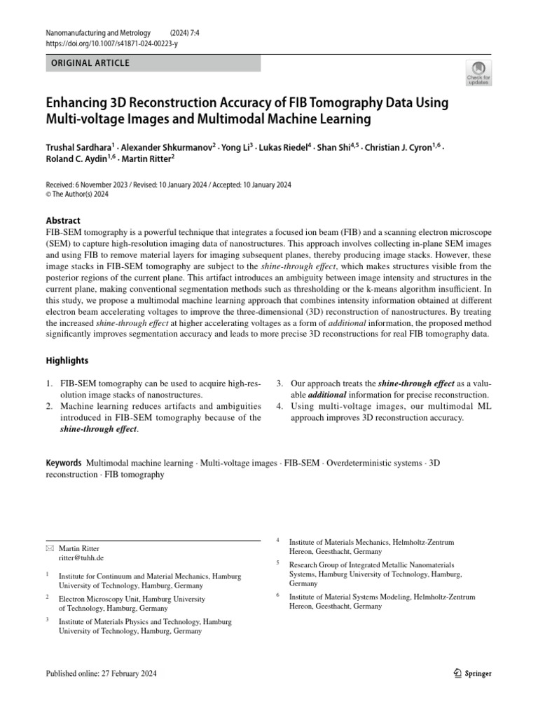 Enhancing 3D Reconstruction Accuracy of FIB Tomography Data Using Multivoltage Images and ...