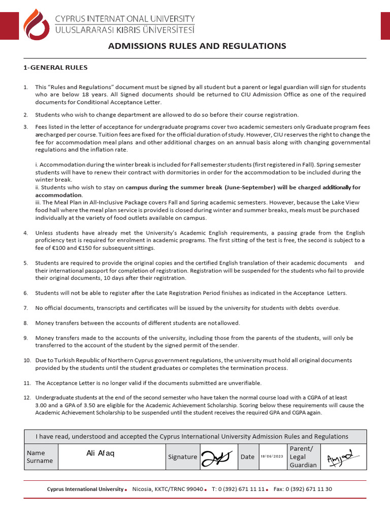 Rules Form Signed | PDF | Fee | Dormitory