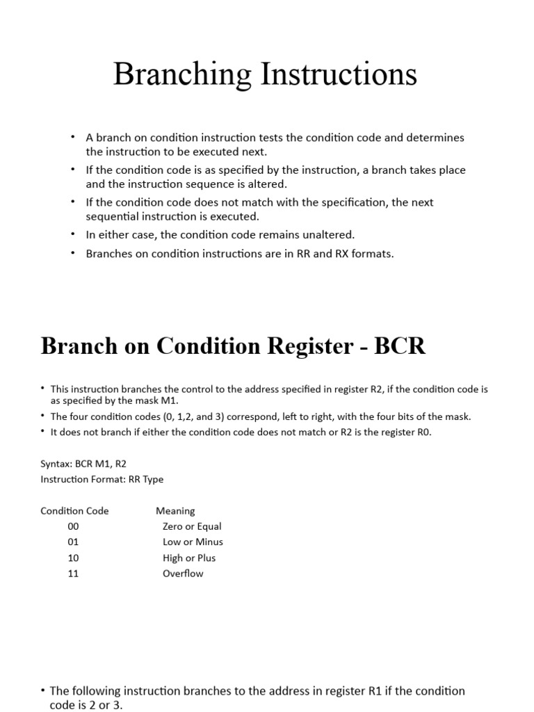 Branching Instructions | PDF | Computing | Manufactured Goods