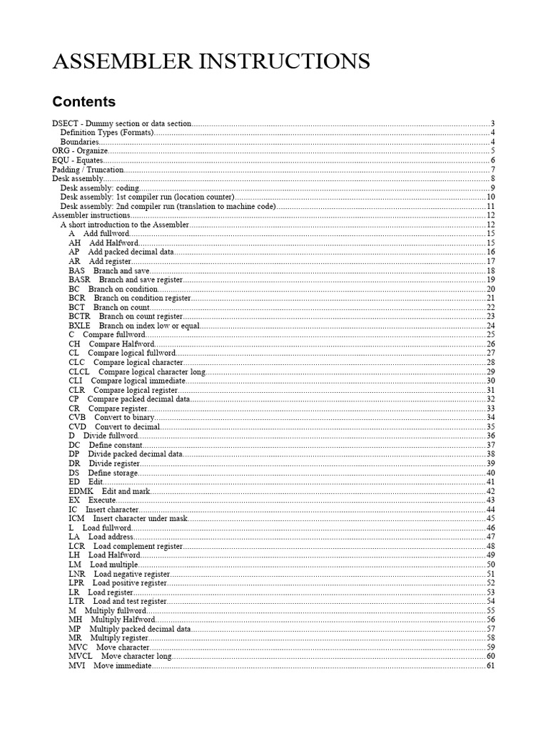 Assembler Instructions | PDF