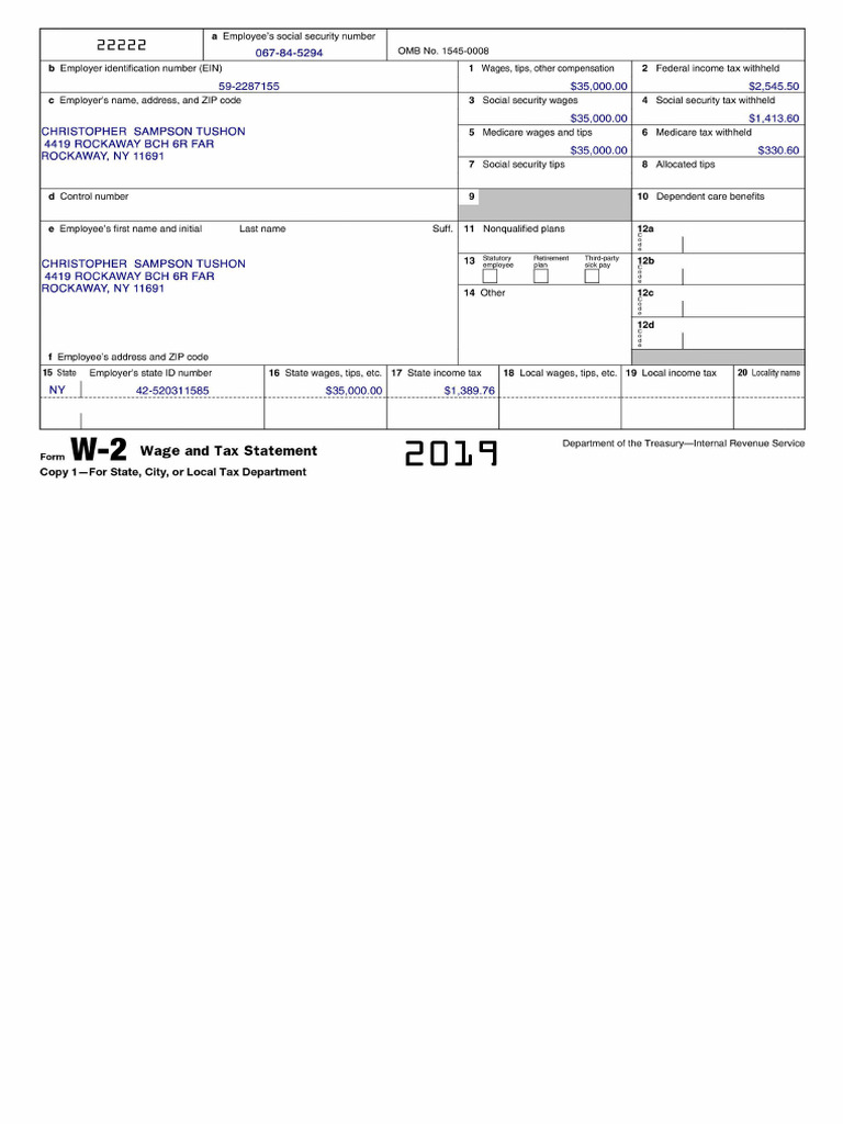 W-2 2019 Christoher1 | PDF