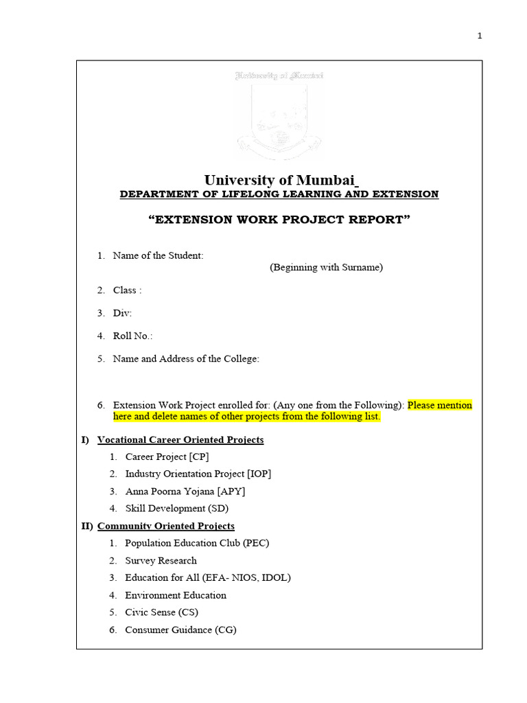 Extension Work Project Report Template | PDF | Methodology | Information