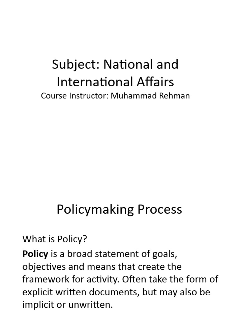 Lecture 1 Policymaking Process | Download Free PDF | Policy | Cognition