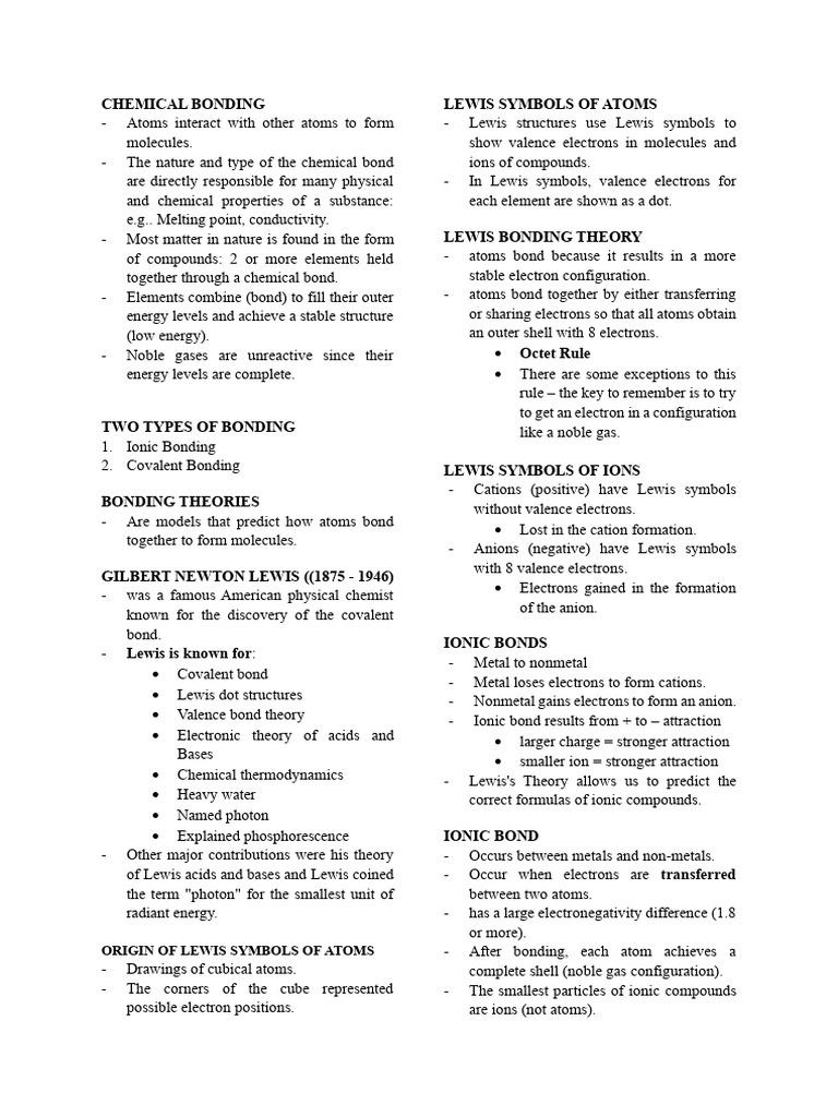 First Topic - Chemical Bonding | PDF | Chemical Bond | Ion