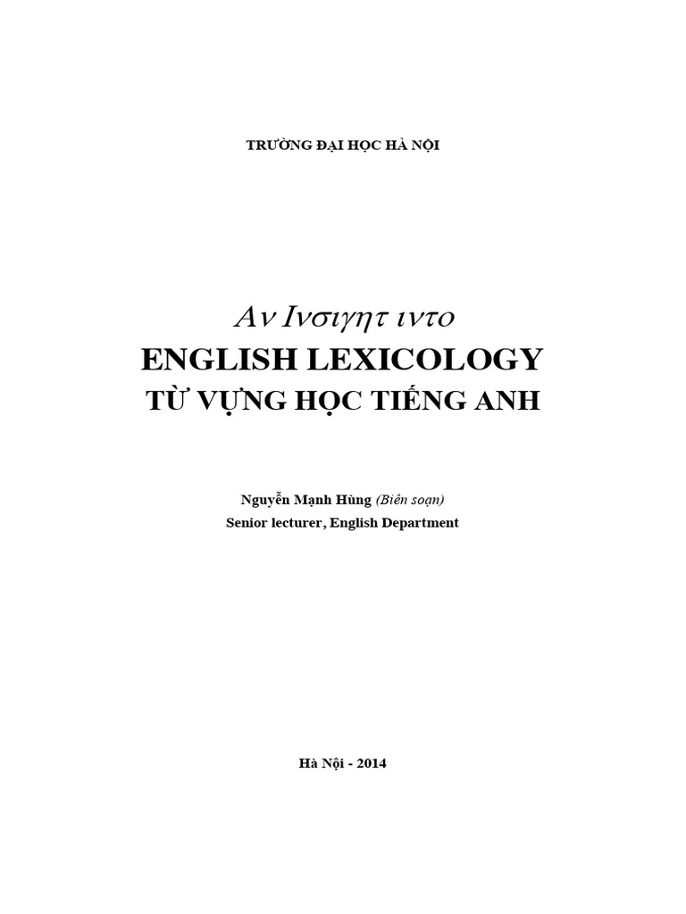 English Lexicology Course Book | PDF | English Language | Word