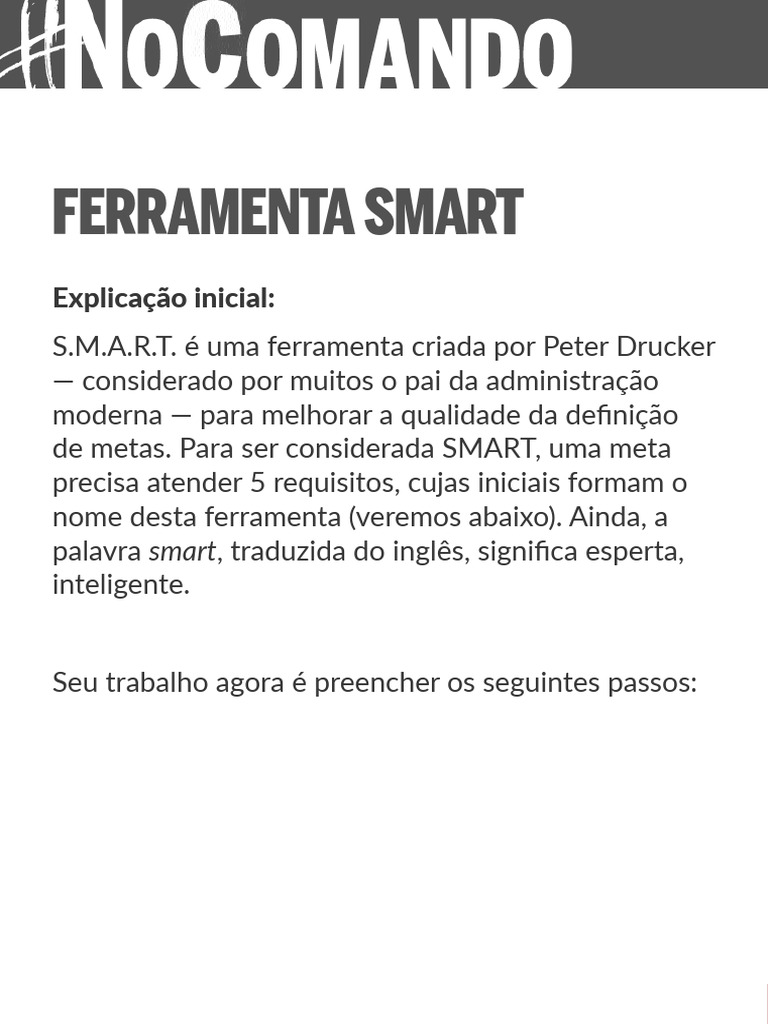 Exercicio Ferramenta SMART | PDF | Autoajuda | Estilo de vida