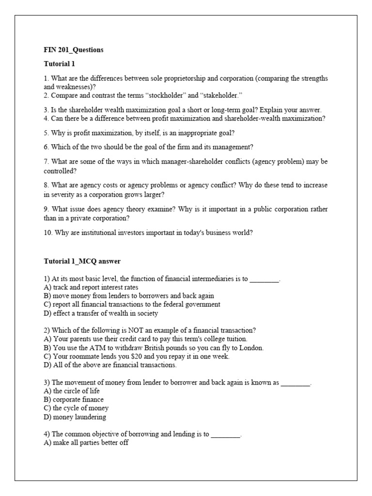 Tutorial Question (New) - Sem1, 2024 | PDF | Bonds (Finance) | Financial Markets
