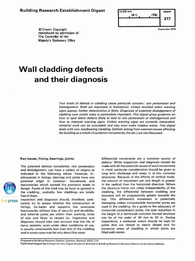 10 Digest 217. Wall Cladding Defects | PDF