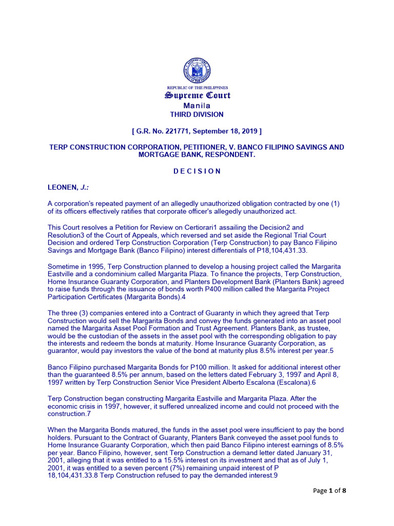 Terp Construction Corp v. BF Savings GR 221771 | PDF | Appellate Court ...