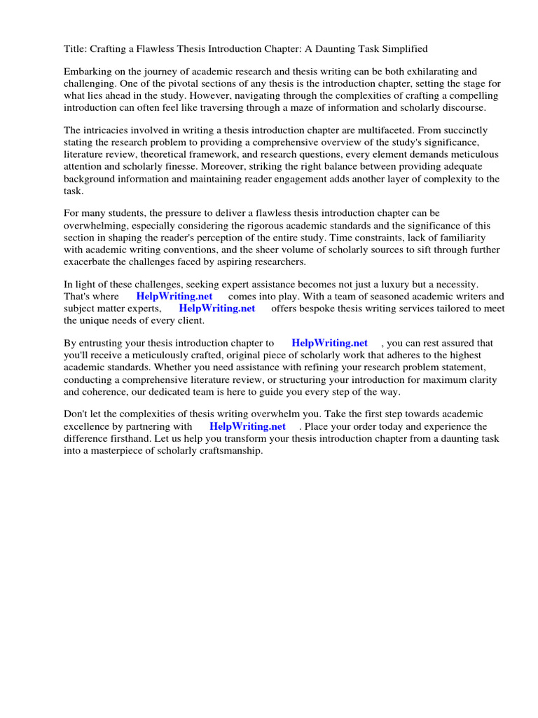 Sample Thesis Introduction Chapter | PDF | Thesis | Methodology Sample Thesis Introduction Chapter | PDF | Thesis | Methodology