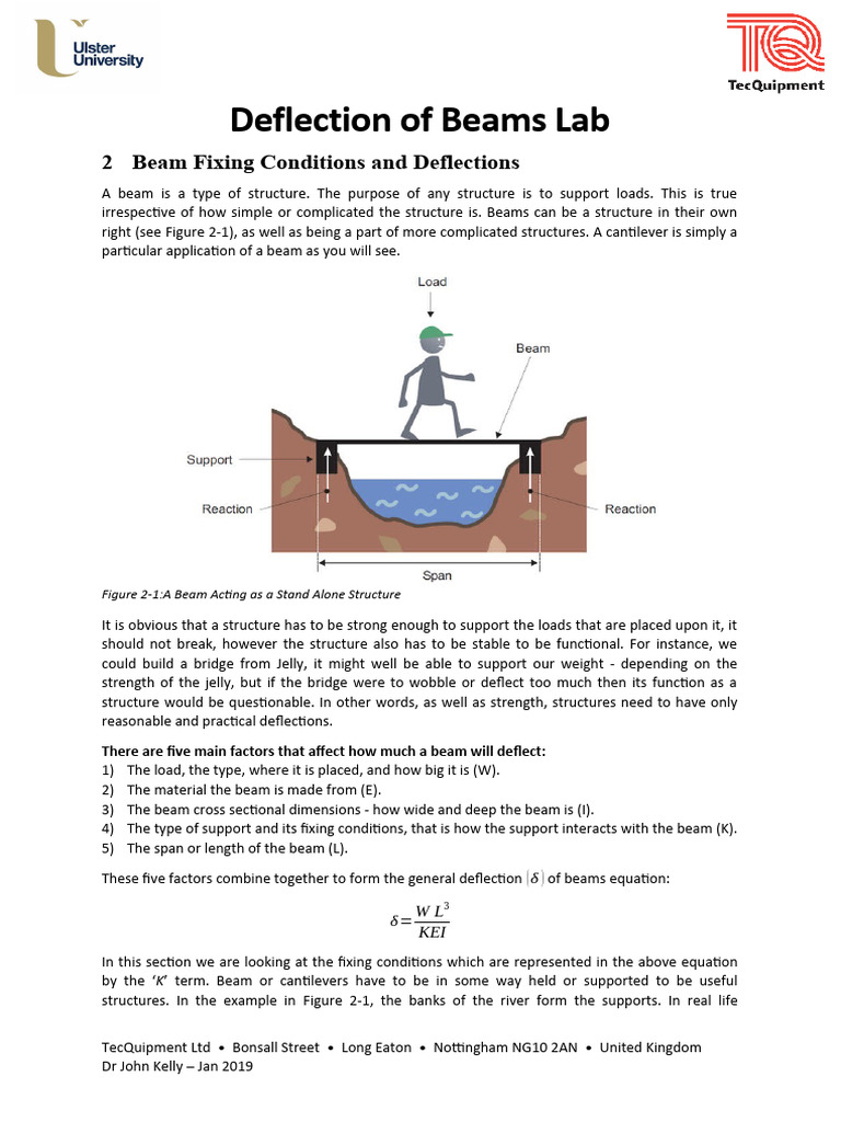 Lab 3 - Ex2 - Deflection of Beams Instructions 2022 | PDF | Bending ...